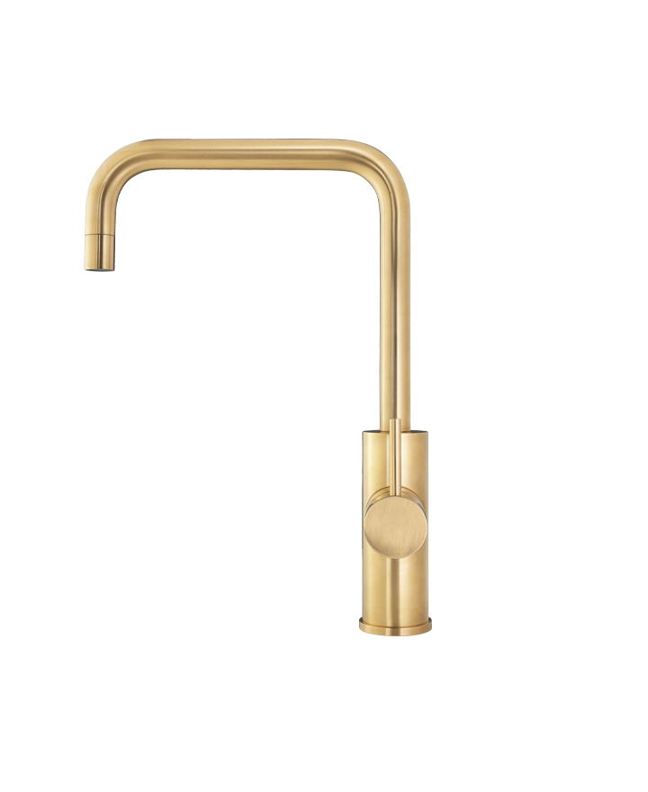 Cube Mixer Tap Mains Brushed Gold | Zenith Water